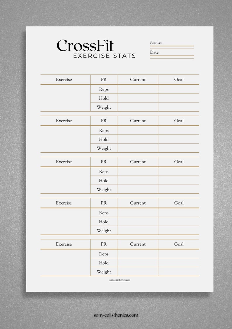 Crossfit Exercise Stats Tracker. Exercise Personal Record (PR) Tracker ...