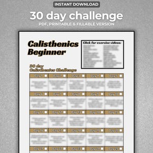 How to Start Calisthenics | 30 Day Workout Challenge - Etsy