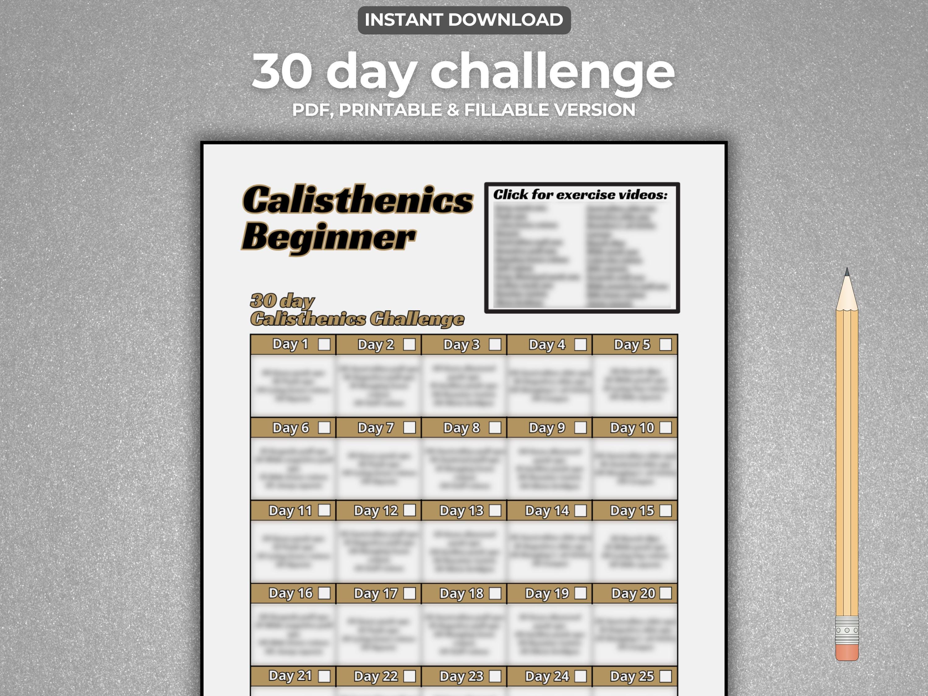 How to Start Calisthenics | 30 Day Workout Challenge - Etsy