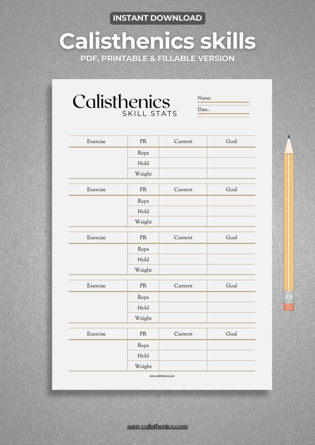 Calisthenics Skill Stats Tracker. Exercise Personal Record (PR) Tracker ...