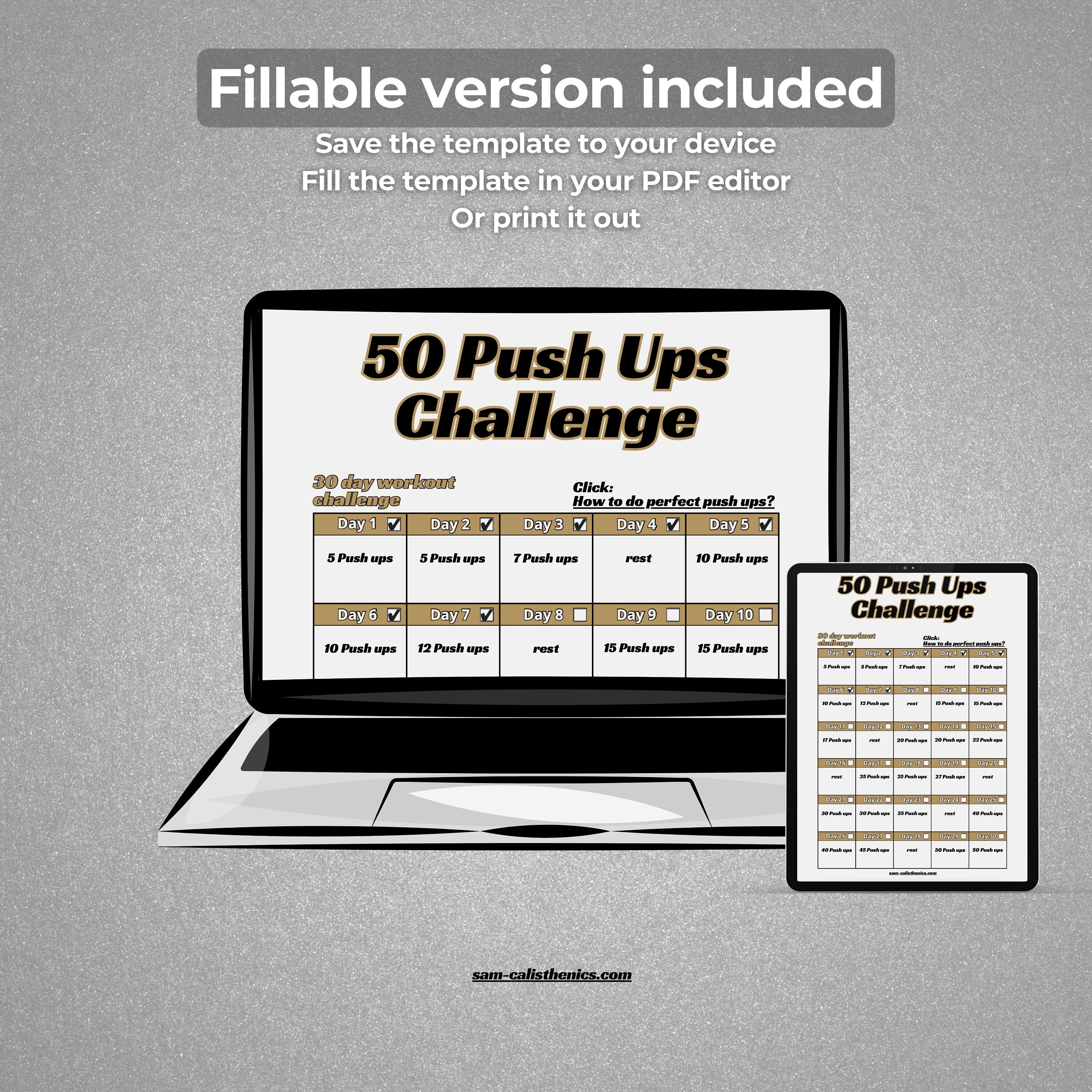 How to Achieve 50 Push Ups 30 Day Calisthenics Workout Challenge - Etsy