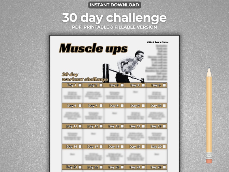 How to Muscle up | 30 Day Calisthenics Workout Challenge - Etsy