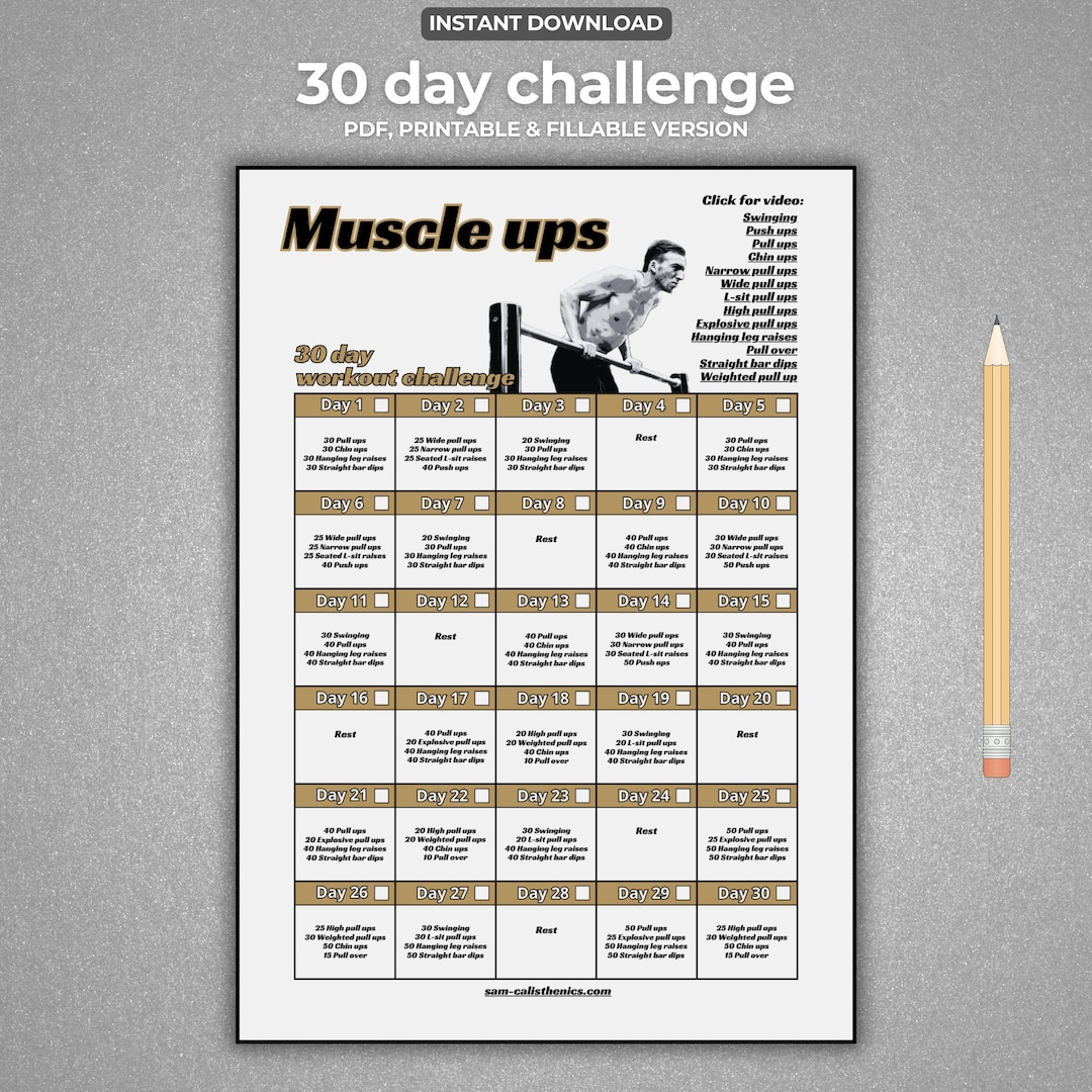 How to Muscle up 30 Day Calisthenics Workout Challenge - Etsy