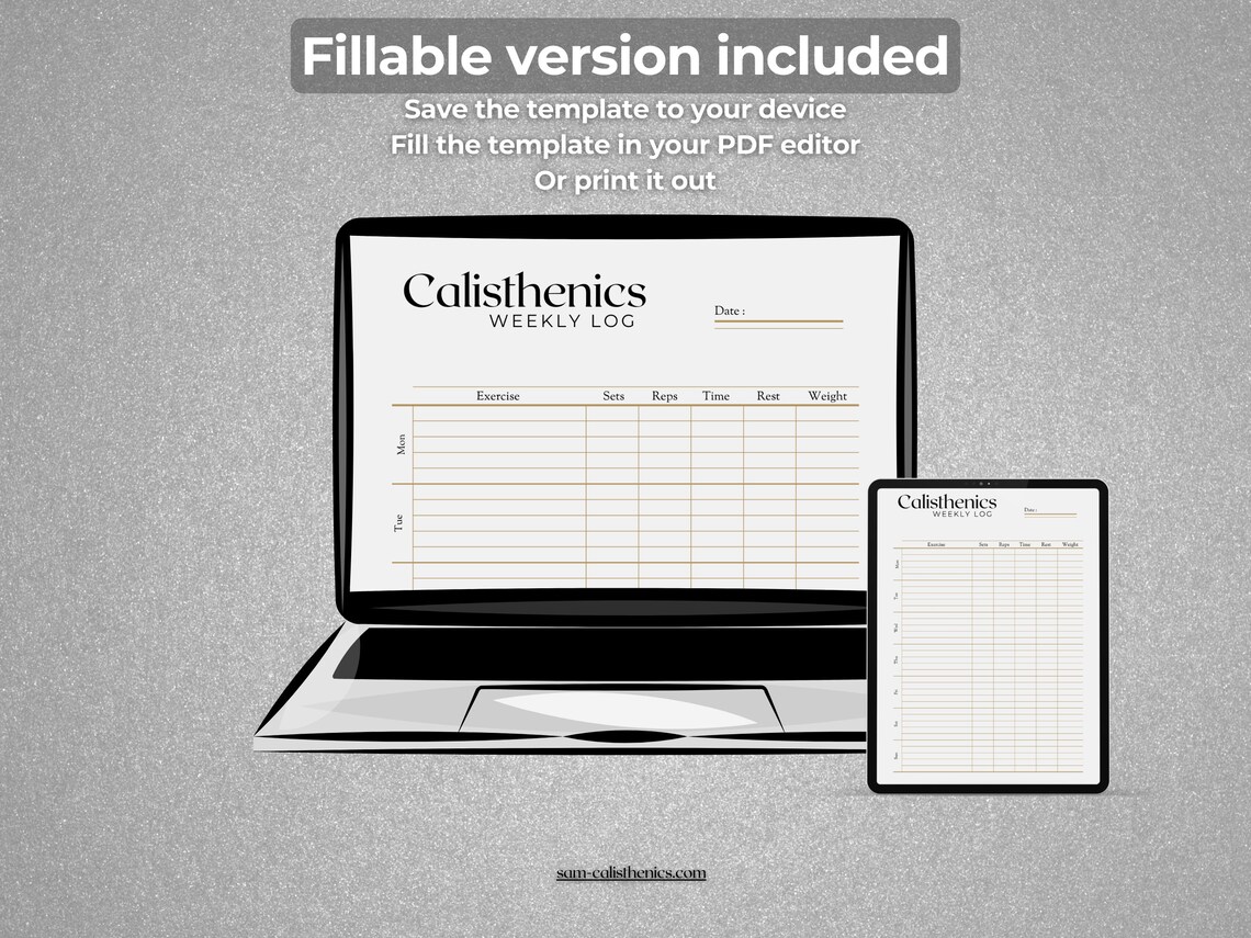 Weekly Calisthenics Log Printable for Calisthenics & Other Type of ...