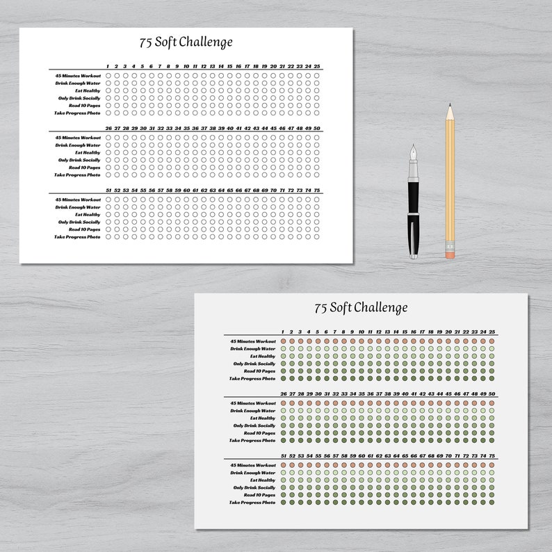 75 Soft Challenge | Printable Tracker | Instant PDF Download | Digital ...
