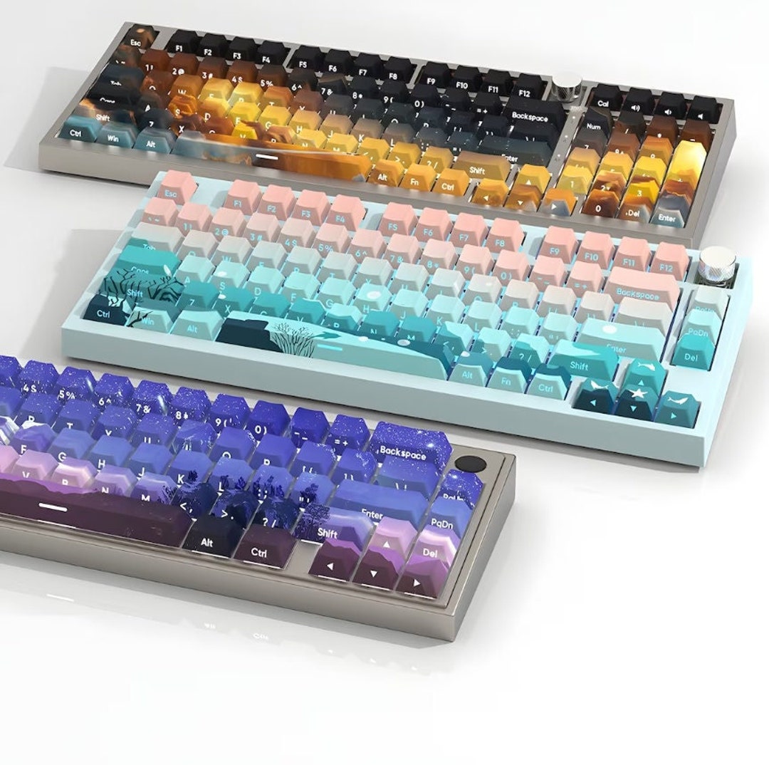 Space Nature Theme Keycap Set 125pc, Side Printed Keycaps Backlit RGB ...