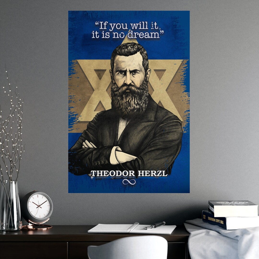 Theodor Herzl Matte Poster - Star of David Backdrop - Zionist Wall Art ...