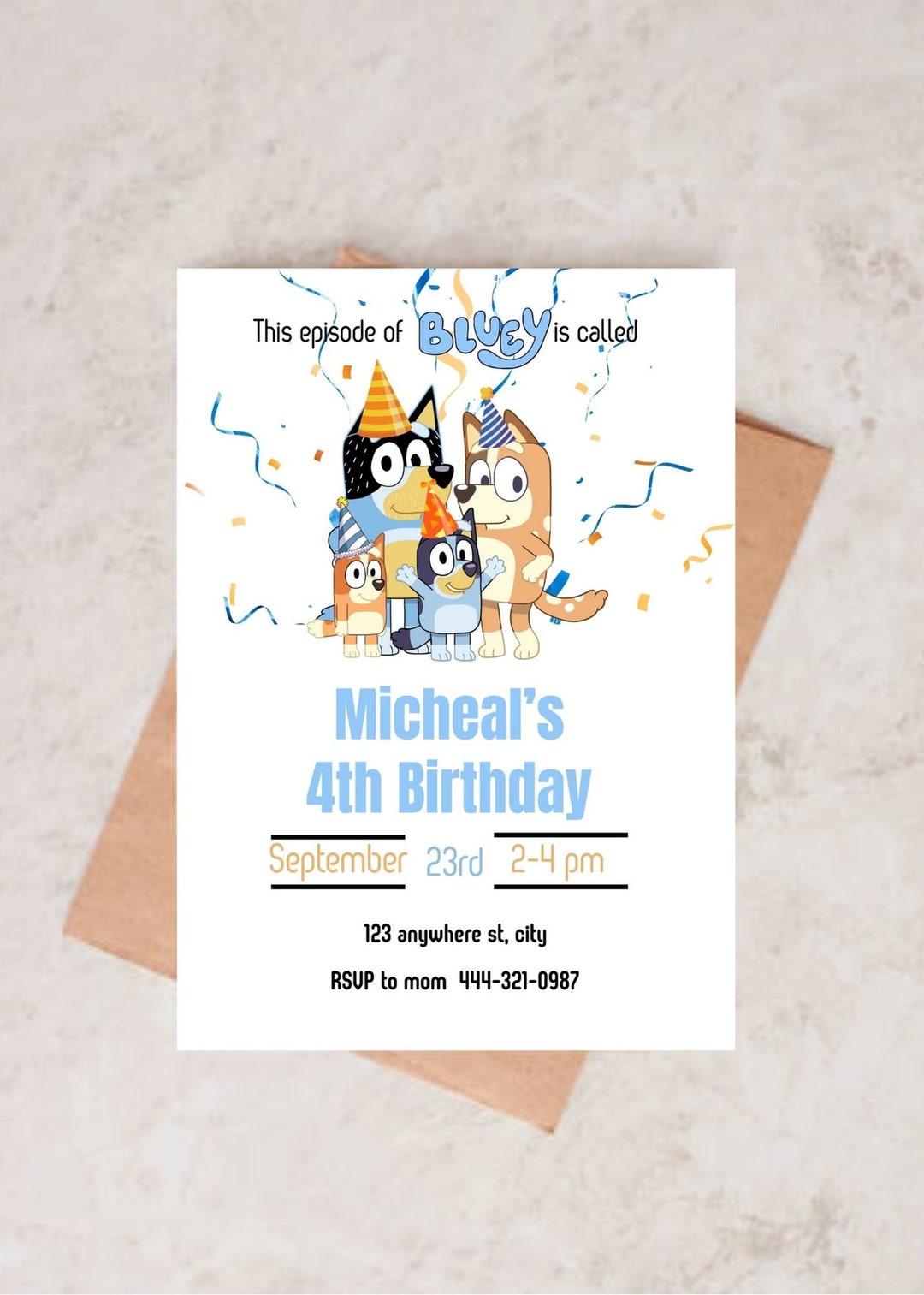 Bluey Birthday Invitation - Etsy