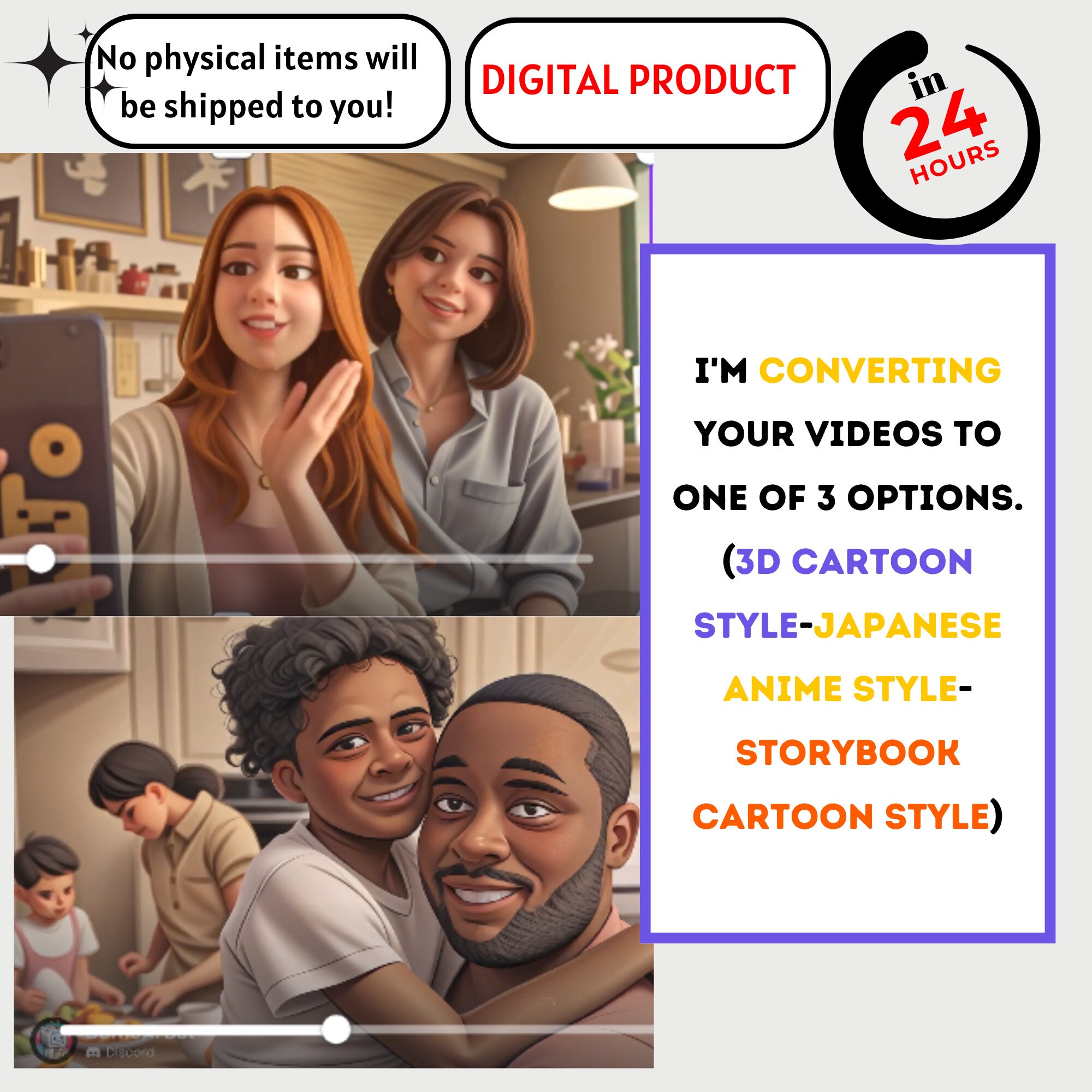 Custom Cartoon Portrait From Your Photos,personalized Cartoon Portrait ...