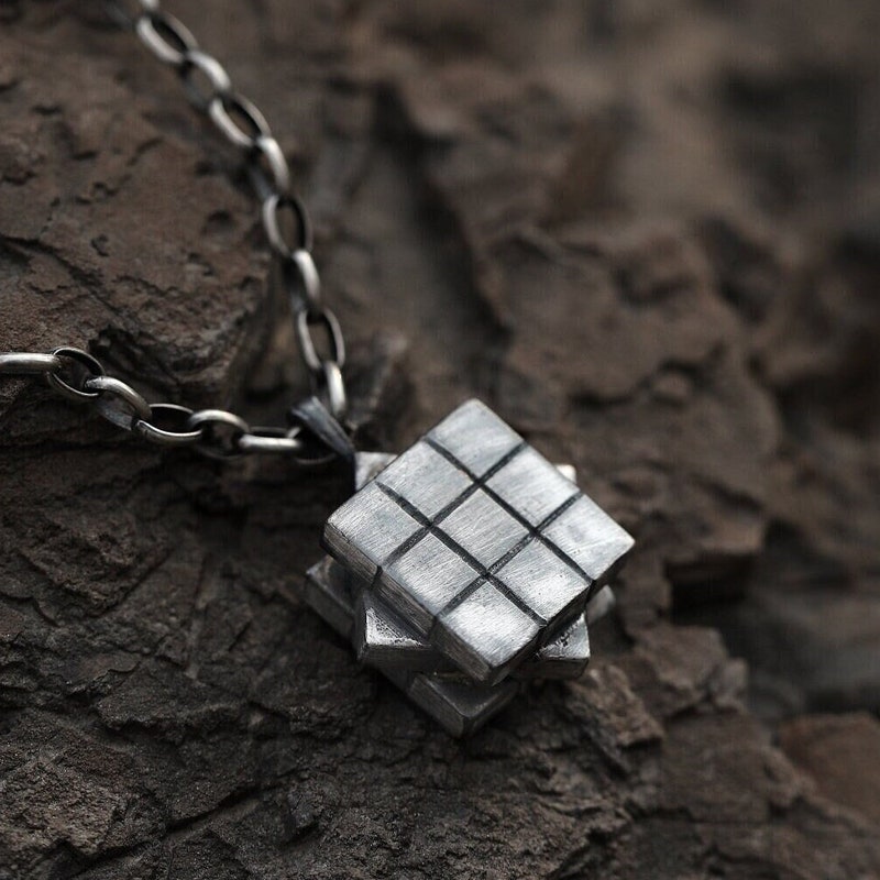 Gold Cube Necklace - Etsy