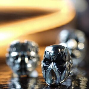S925 Silver Deadpool Mask Ring, Superhero Mens Jewelry, Samurai Sword ...