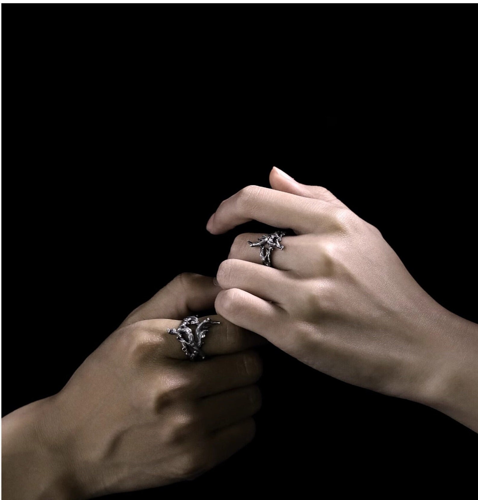 S999 Silver Adjustable Entwined Branch Ring, Custom Engraved, Pure ...