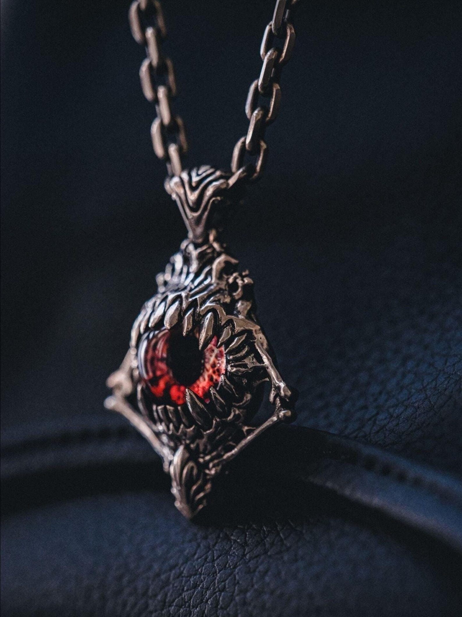 S925 Silver "evil Source" Demon Eye Pendant, Handmade Gothic Jewelry ...