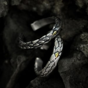 S925 Silver Dragon Scale Ring, Adjustable Faithful Symbol Ring, Unique ...