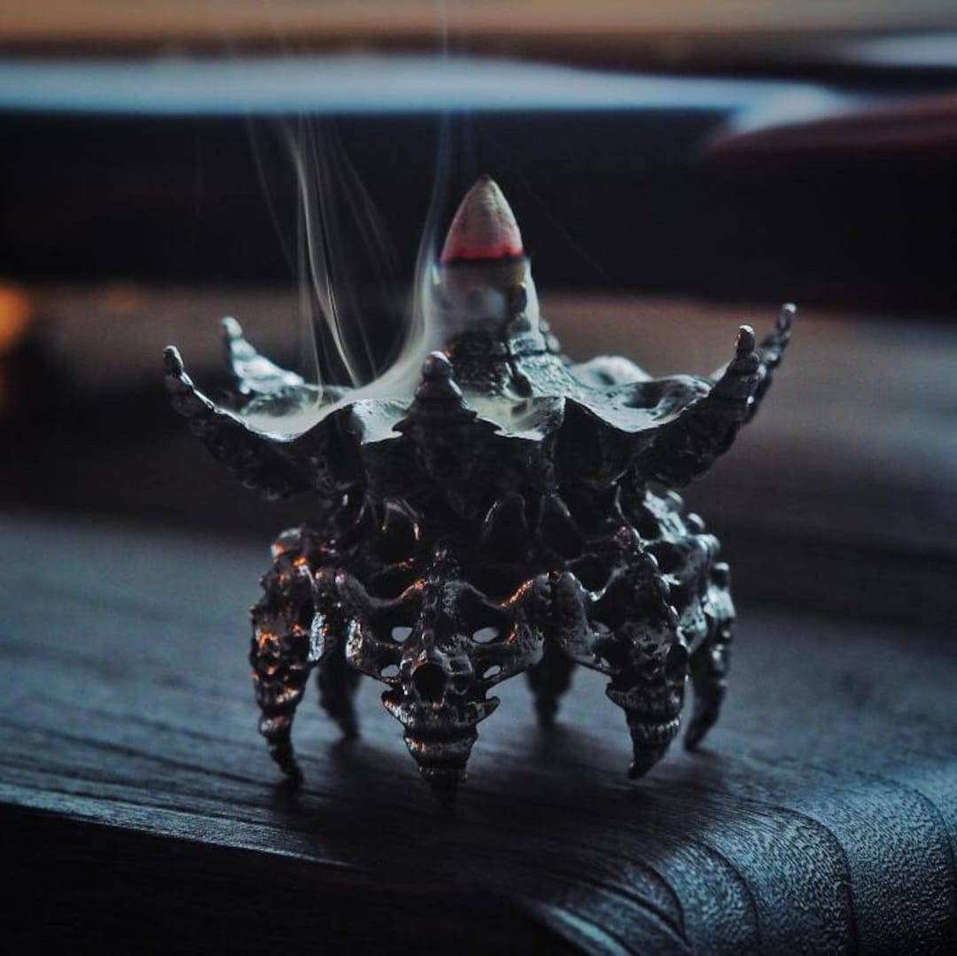 Gothic Zinc Silver Incense Burner, Dark Silver Reflux Incense Tower ...