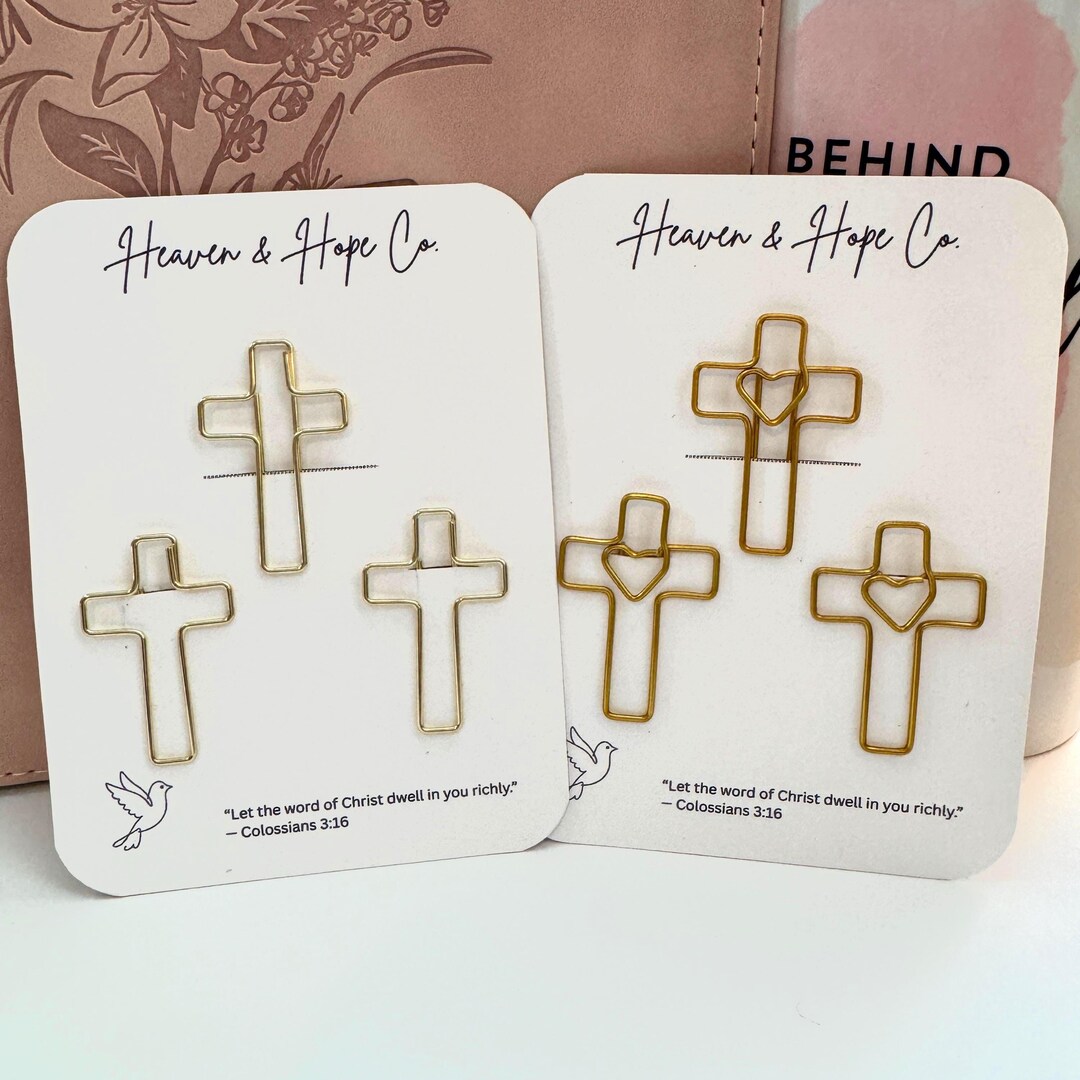 Gold Cross Paperclip | 3-pack | Bible Book and Journal Stationary ...