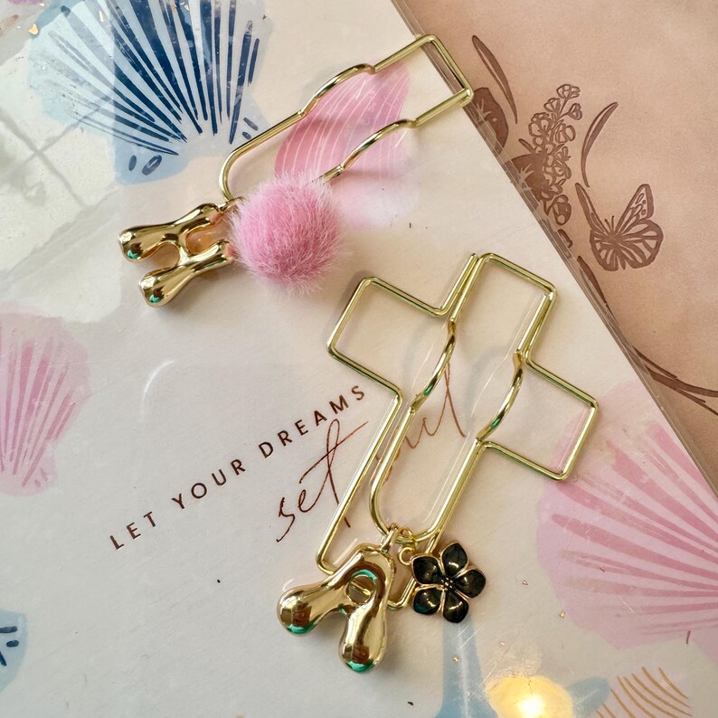 Gold Cross Pen Holder With Personalized Letter Initial and Charm | for ...