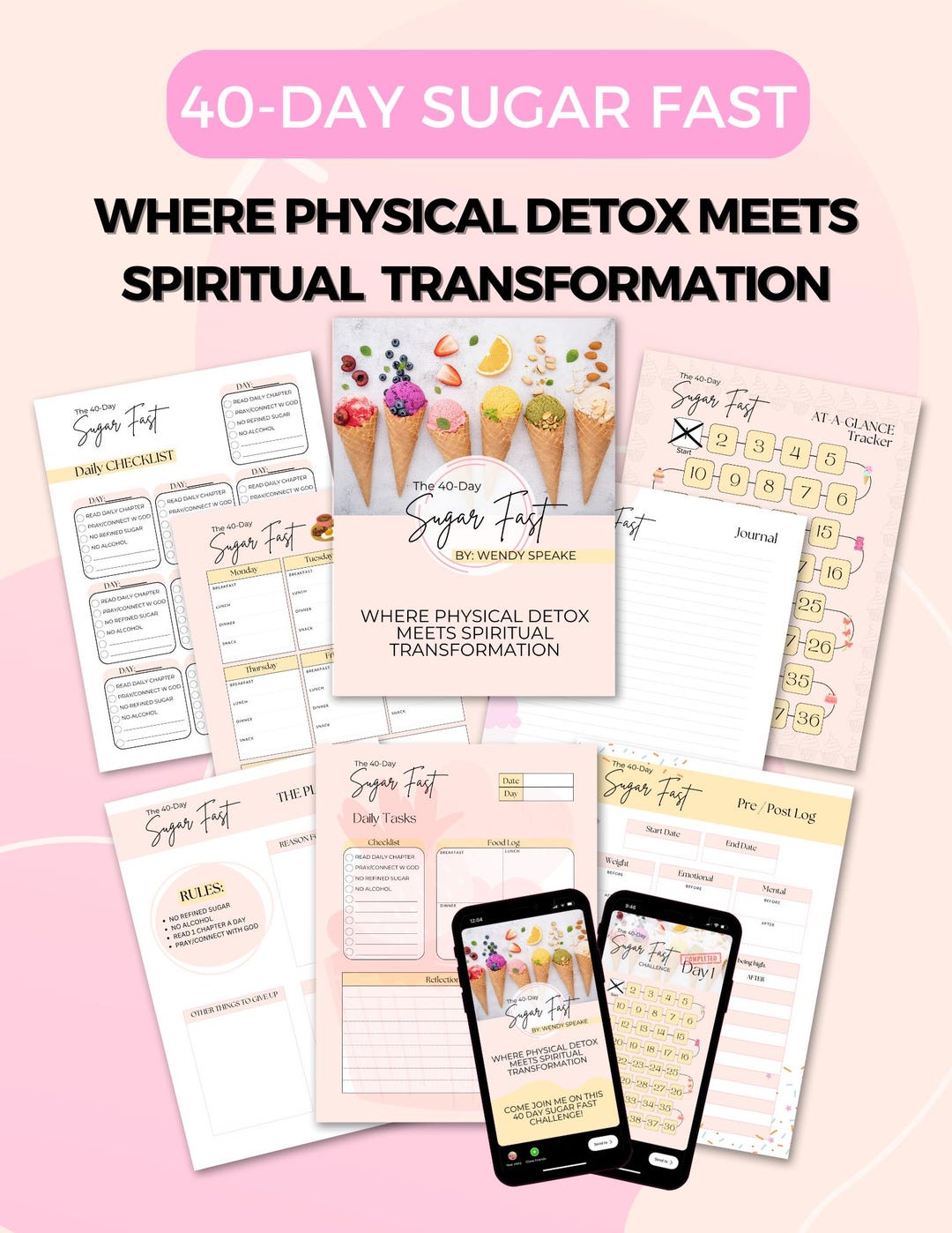 The 40 Day Sugar Fast | Worksheets | Journal | Meal Plan | Tracker ...