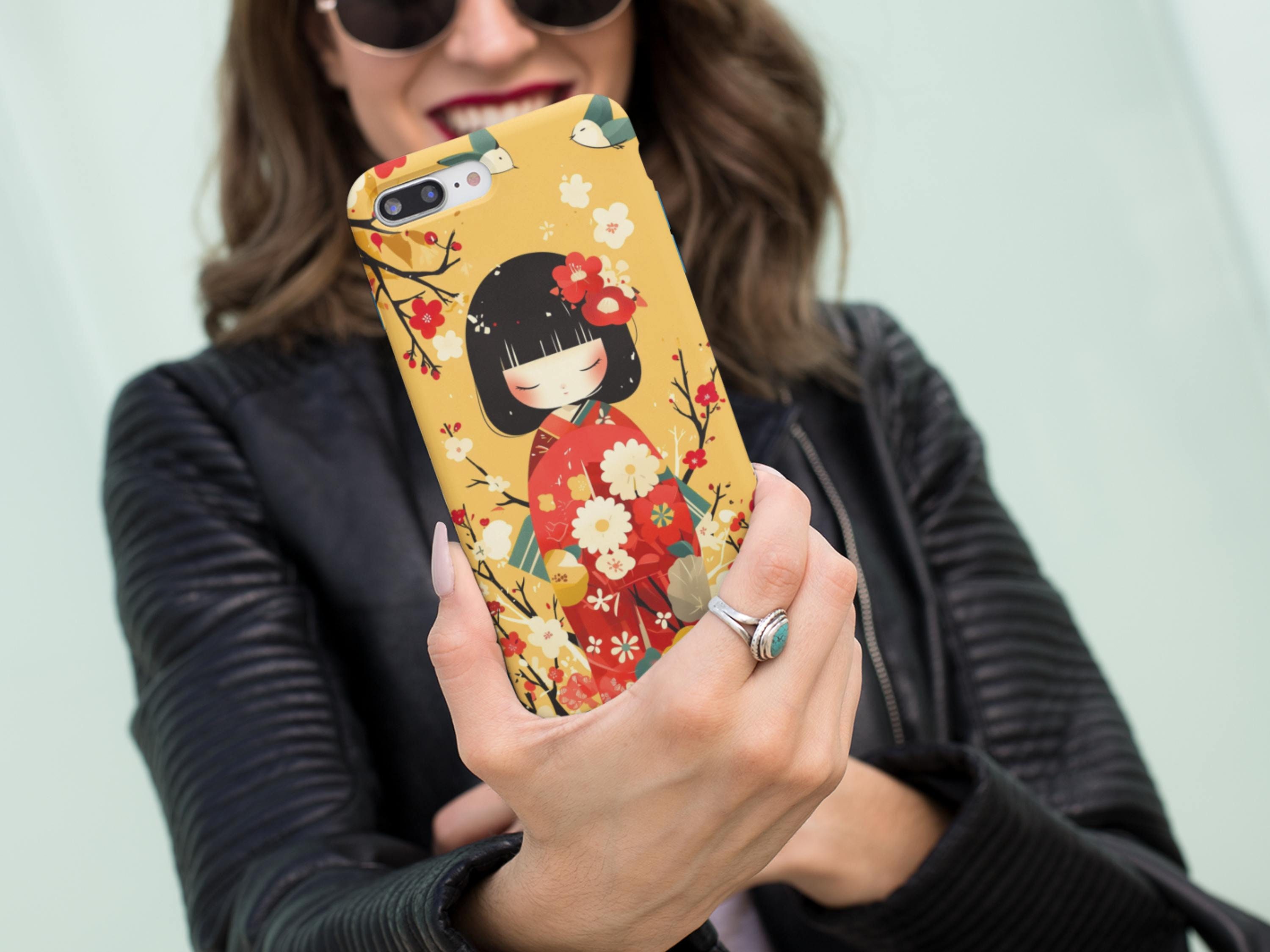 Kokeshi Doll Phone Case noa, Cute Spring Design, Japan Inspired Gift ...