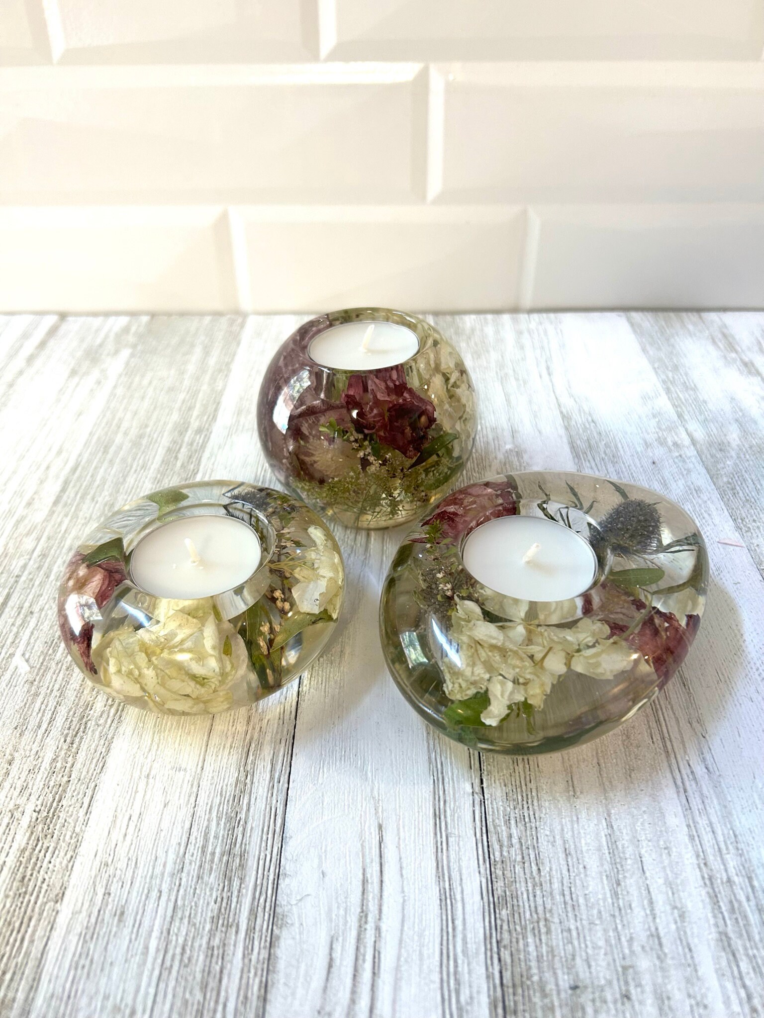 Custom Floral Tea Light - Flower Preservation - Etsy