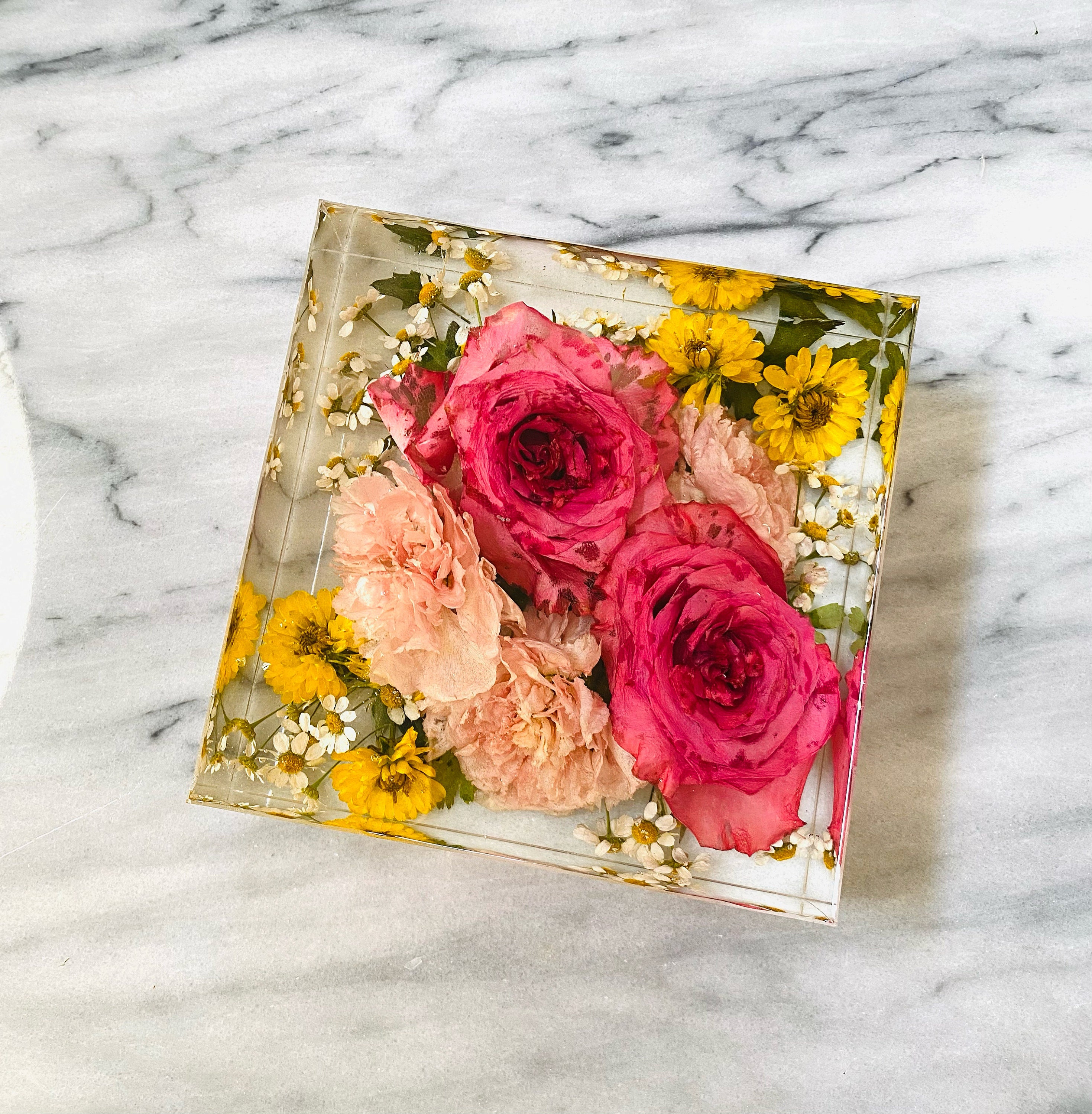 Custom Square Floral Block 4x4 - Flower Preservation - Etsy
