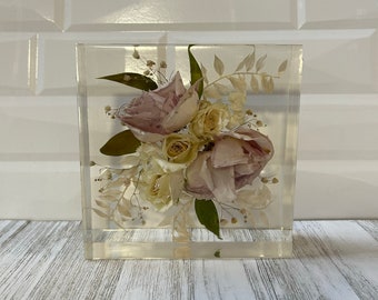 Custom Square Floral Block 4x4 - Flower Preservation - Etsy