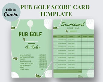 Pub Golf Scorecard Crawl Pub Golf Bachelor Party Games Pub Golf Bar ...