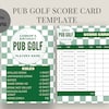 Pub Golf Scorecard Crawl Pub Golf Bachelor Party Games Pub Golf Bar ...