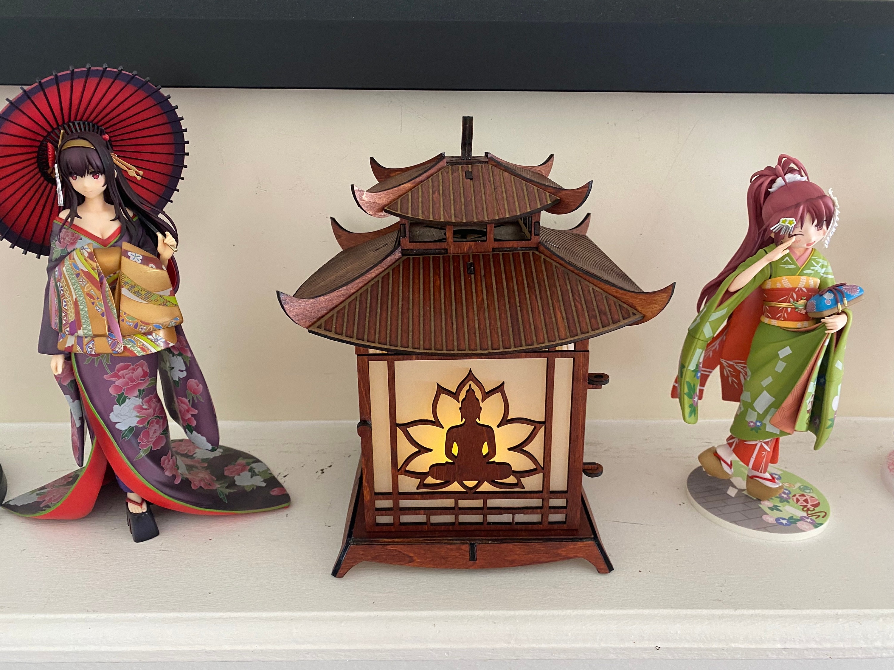 Handcrafted Laser-cut Pagoda Night Lamp/lantern Choose Buddha or Koi in ...