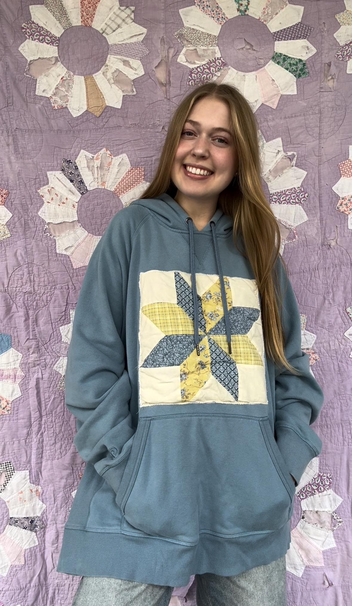 Blue Quilt Star Hoodie - Etsy