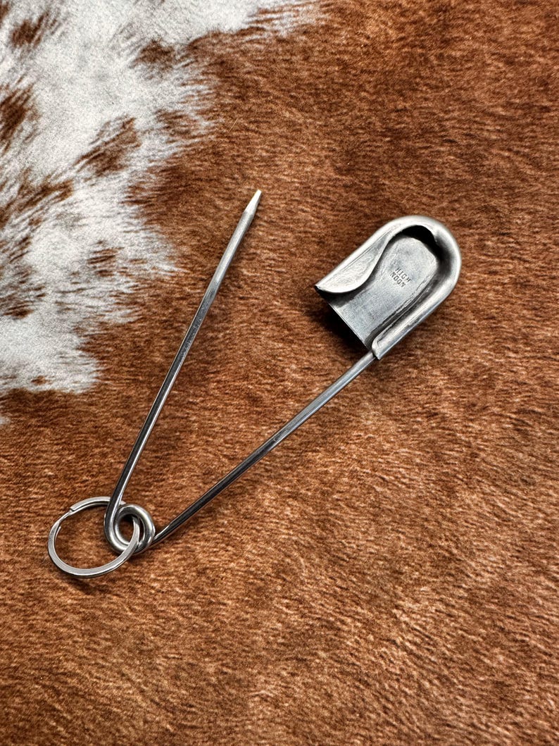 Jumbo Pin Key Chain: Stone & Sterling Silver - Etsy