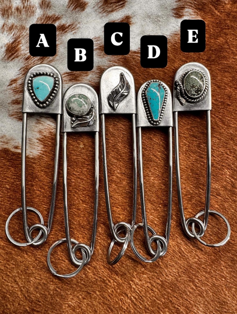 Jumbo Pin Key Chain: Stone & Sterling Silver - Etsy