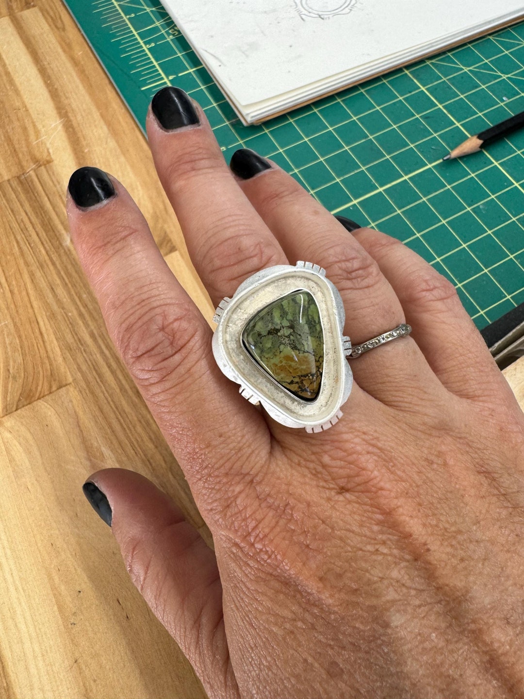 Made to Size Saw Cut Shadow Box Ring Sterling Silver Western Wear ...