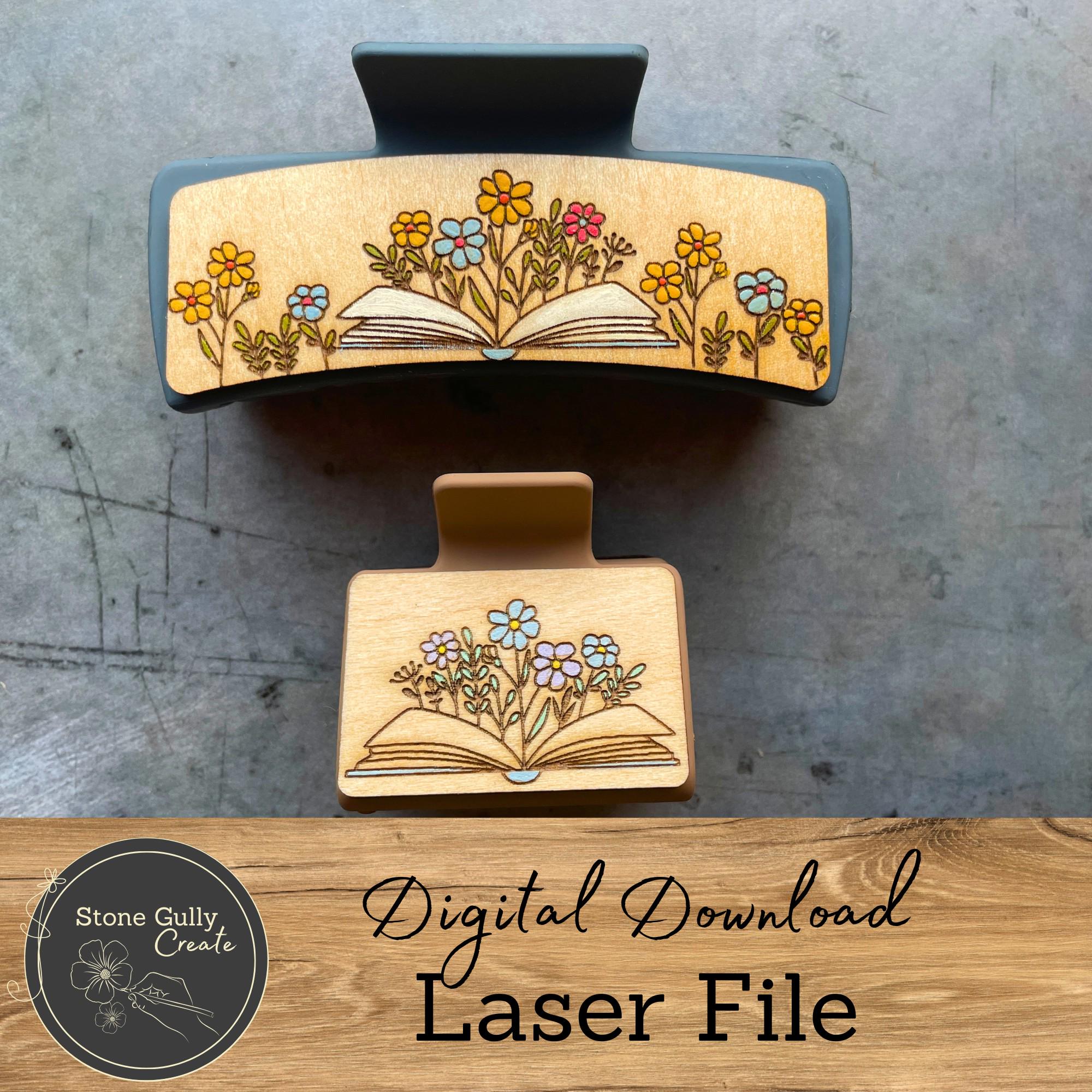 Blooming Book Hair Clip SVG Set, Laser File - Etsy