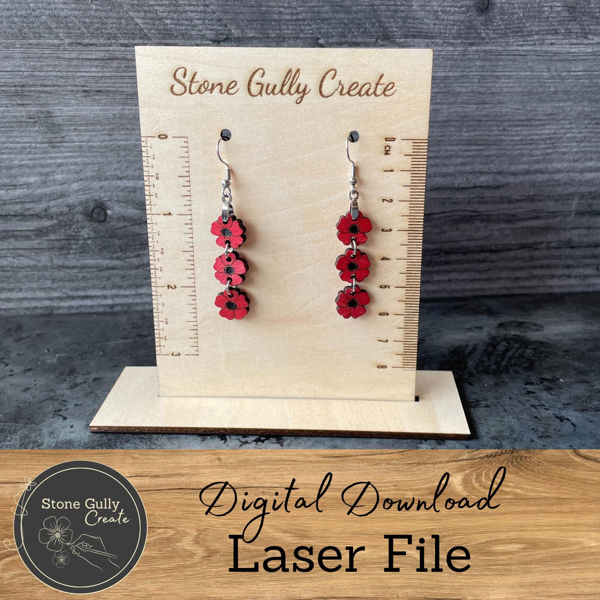 Poppy Charm Earrings SVG, Laser File - Etsy