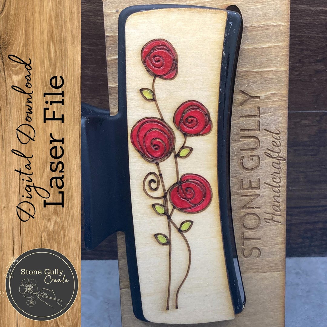 Scribble Rose Hair Clip SVG - Etsy