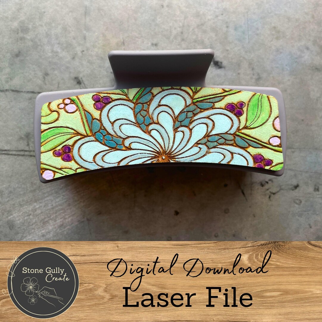 Flowery Doodle Hair Clip SVG, Laser File - Etsy