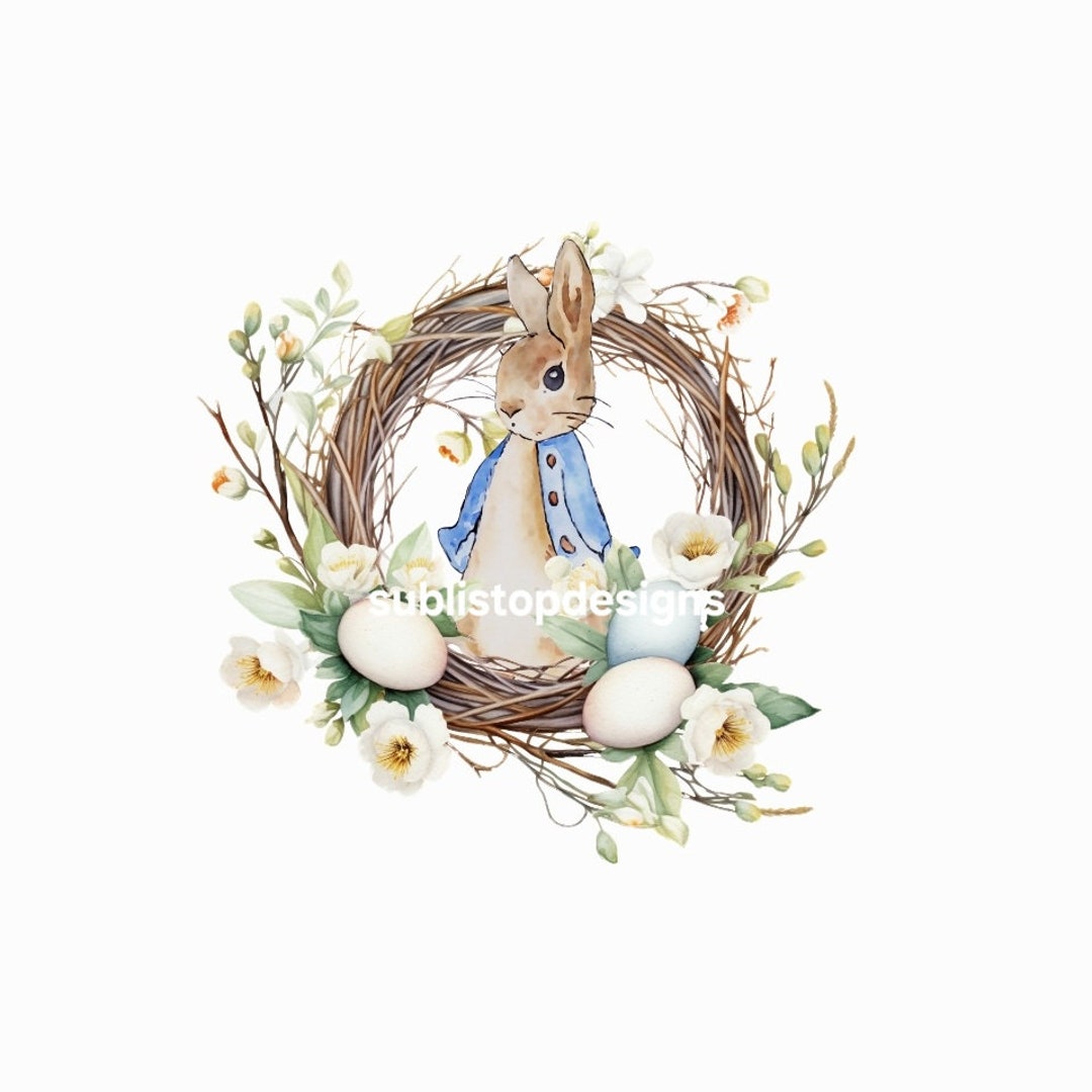 Easter Rabbit Wreath Png Download Design - Etsy
