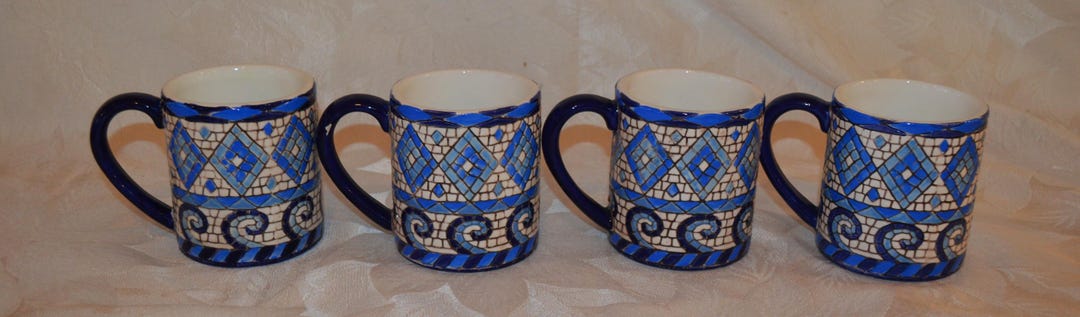 ZRIKE Retro Classic Blue and White Tile Mugs - Discontinued Pattern ...