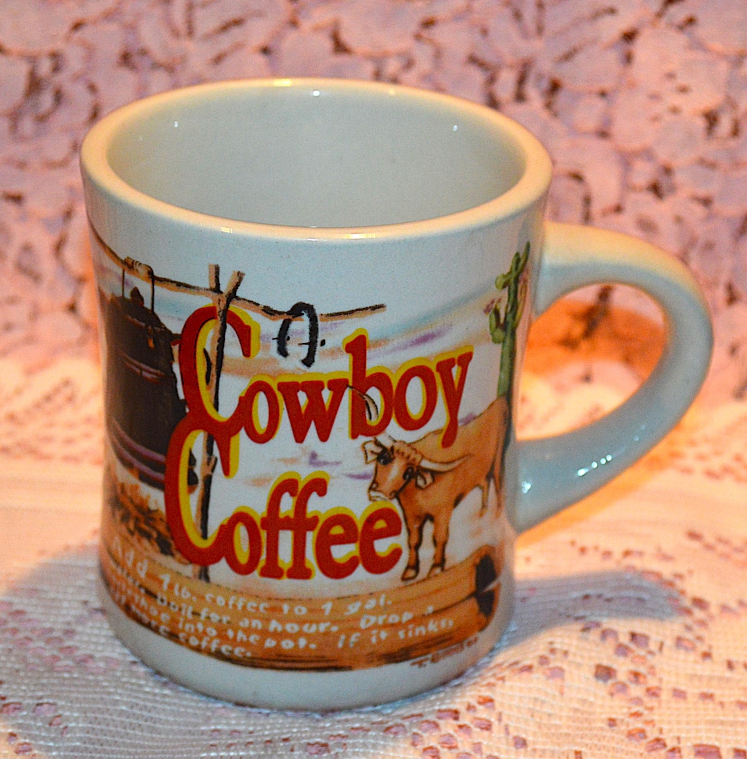 Cowboy Coffee Stoneware Heavy Mug Cup T Simms Westwood Vintage Western ...