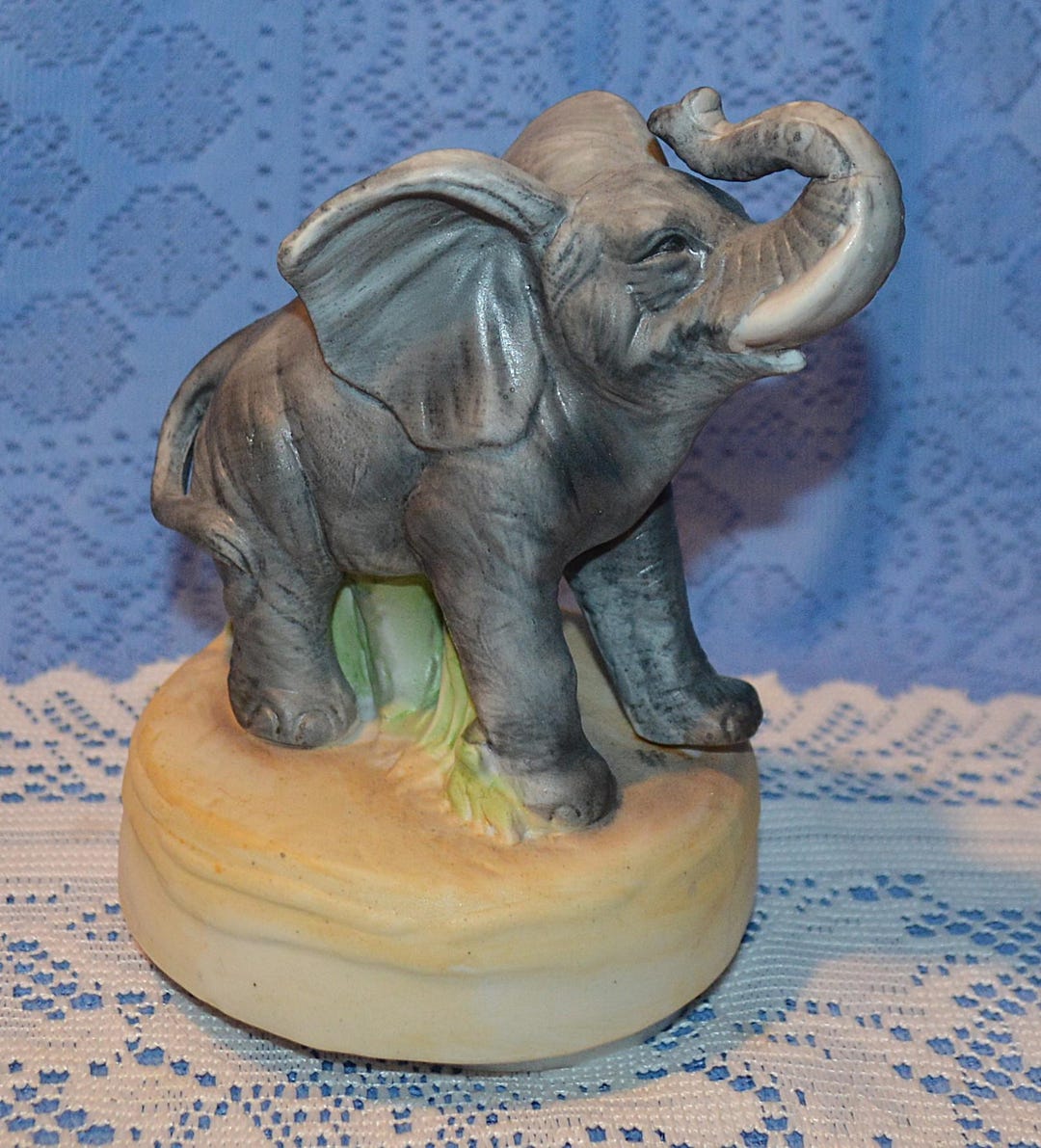 Vintage Rotating Ceramic Elephant Music Box With Trunk in the Air - He ...