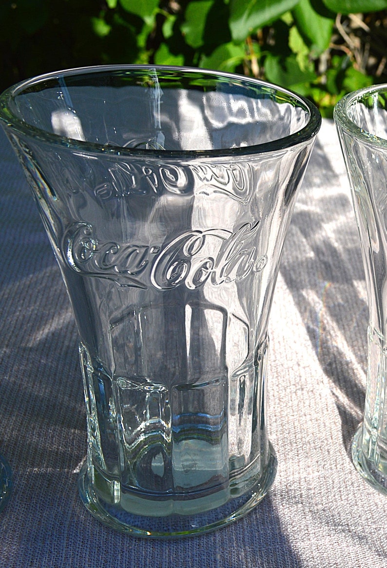 Set 6 Six Vintage Libby Coca-cola Glasses Flared Clear Tumblers 16 Oz Heavy Glass 1980s Made USA ...