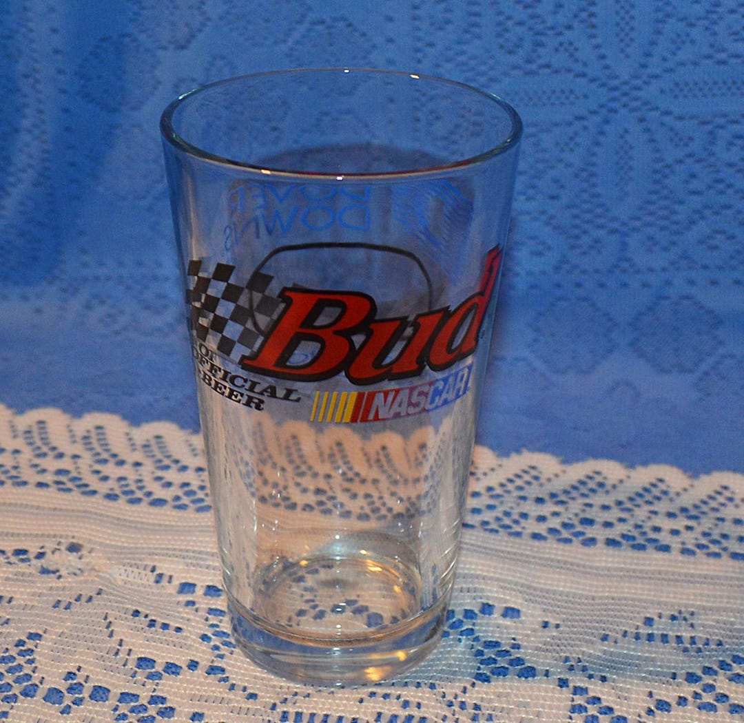 Vintage Budweiser Bud Beer Nascar Speedway Tracks 16oz Pint Glass Dover ...
