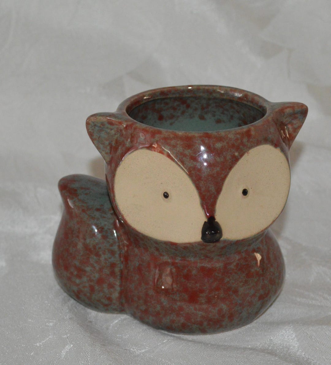 Vintage Stoneware Pottery Brown and Colored Glazed Fox Tea Light Candle ...