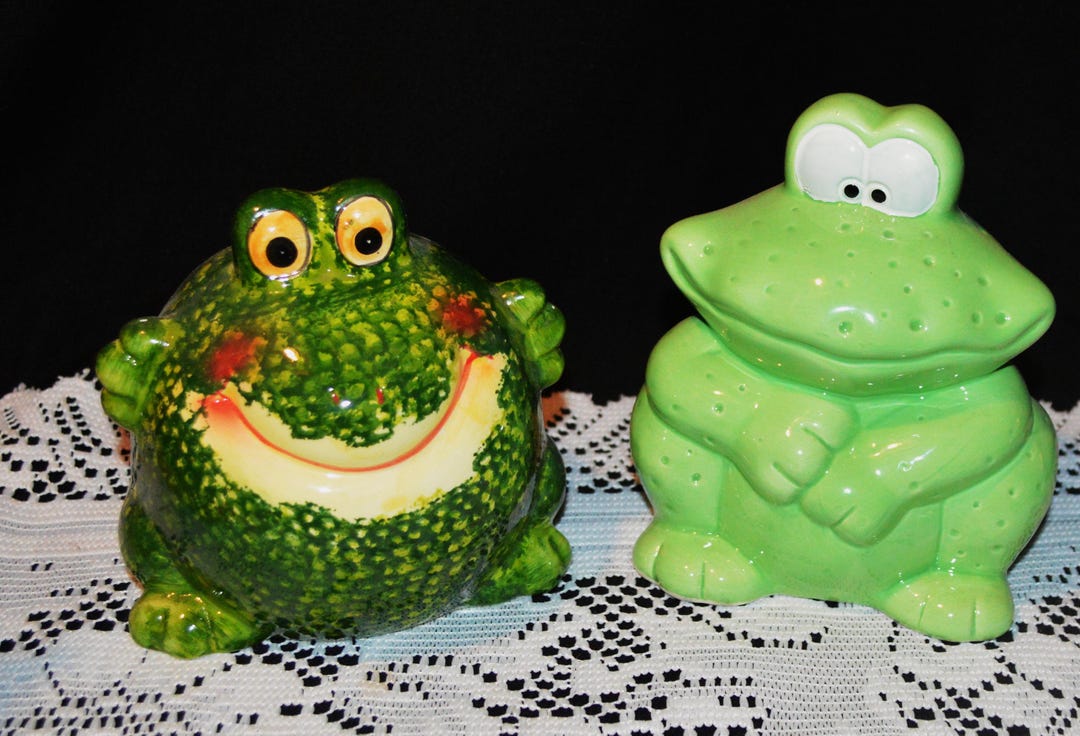 Set of Two Adorable Frog Piggy Banks - Frog Coin Banks - Frog Nature ...
