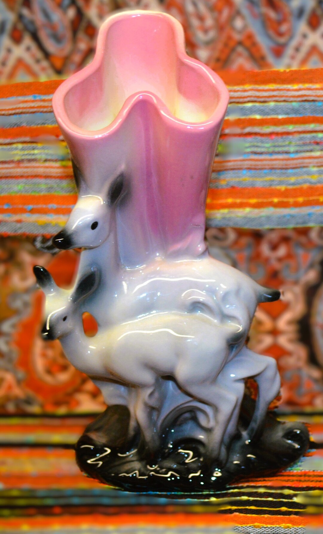 Rare Hull Art Pottery Deer Pink Bud Vase 1950's USA Mid Century ...