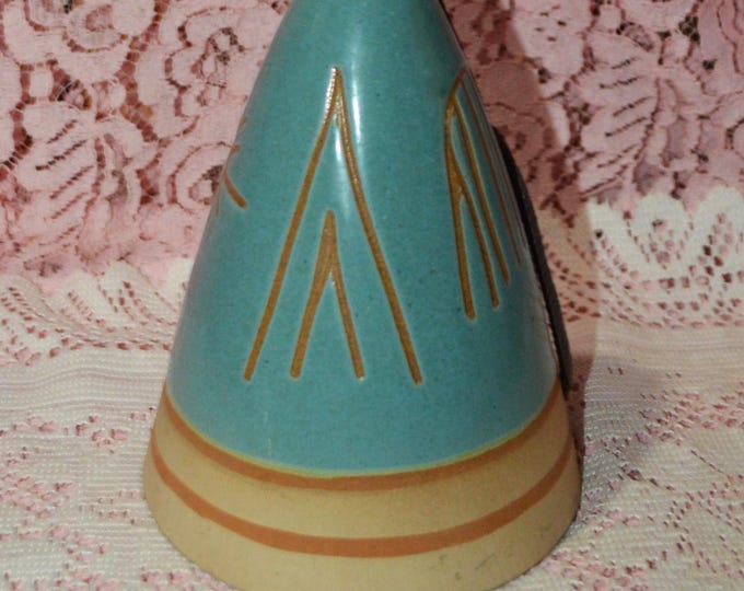 Beautiful Hand-made Ceramic Pottery Windchime Bell - Cone Shaped Etched ...
