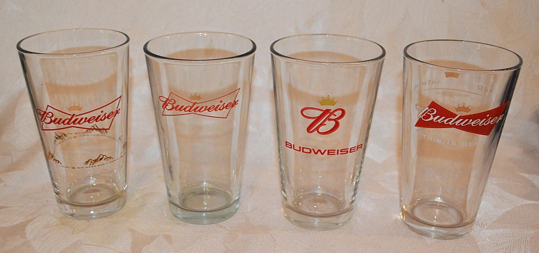Vintage Set of 4 Different Collectible Budweiser Pint Glasses ...