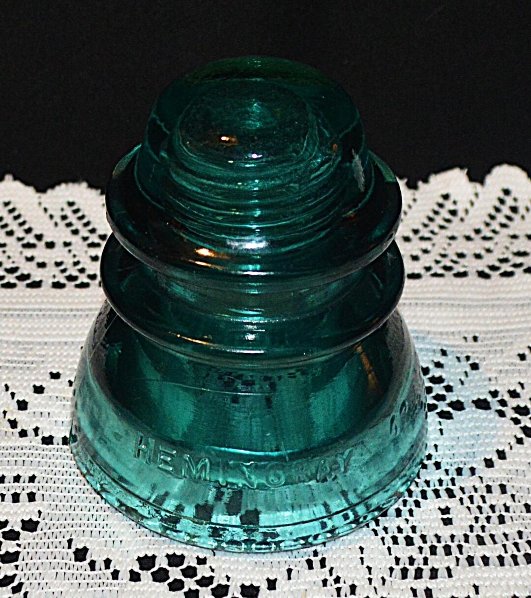 Vintage Hemingray 42 Green Glass Telephone Pole Insulator Embossed ...