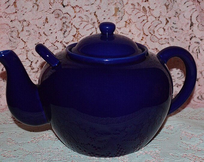 Beautiful Large 2 Quart English Deep Cobalt Blue Ceramic Teapot With ...